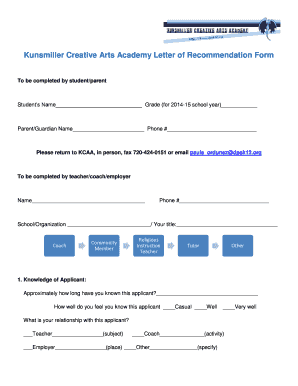 Fillable Online kcaa dpsk12 Kunsmiller Creative Arts Academy Letter of ...