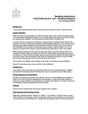 Fillable Online Sampling Instructions Total Coliforms amp E coli Presence Fax Email Print ...