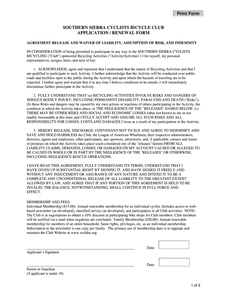 Fillable Online sscbike southern sierra cyclists bicycle club ...