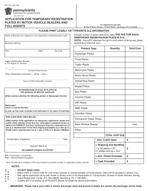 Fillable Online Application for temporary registration plates by motor ...