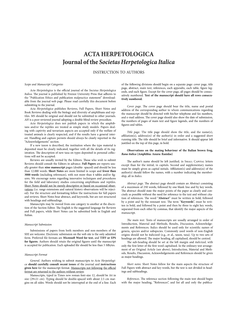 Fillable Online ACTA HERPETOLOGICA Fax Email Print - pdfFiller