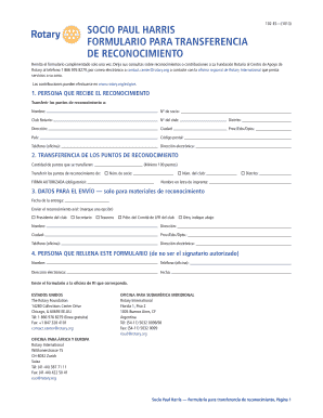 Fillable Online Socio paul harris formulario para transferencia de ...