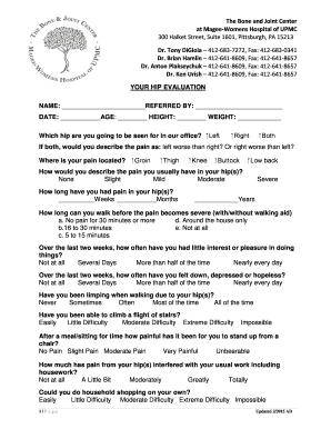 Fillable Online YOUR HIP EVALUATION REFERRED BY AGE Fax Email Print - pdfFiller