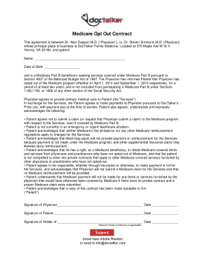 Fillable Online Medicare Opt Out Contract - Doctalker Fax Email Print ...