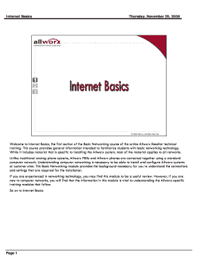Fillable Online Welcome to Internet Basics, the first section of the Basic Networking course of ...