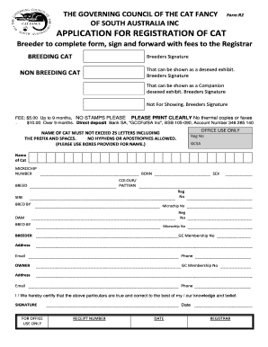 Fillable Online catfancysa asn Application for registration of cat ...