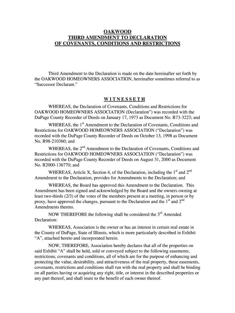 Fillable Online oakwoodha OAKWOOD THIRD AMENDMENT TO DECLARATION OF COVENANTS Fax Email Print ...