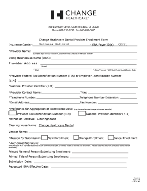 Fillable Online Change Healthcare Dental Provider Enrollment Form Fax ...