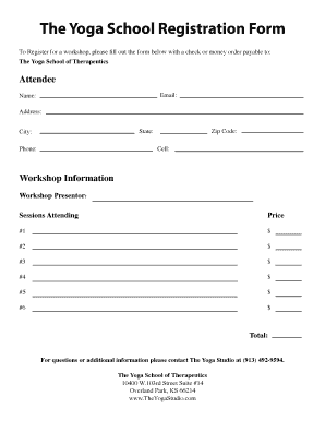 Fillable Online The Yoga School Registration Form Fax Email Print ...
