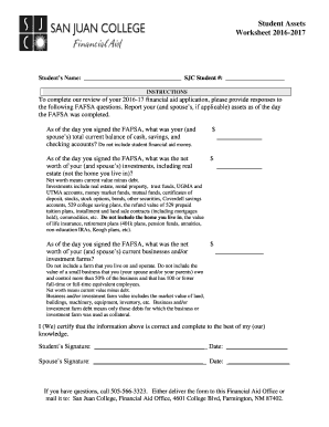 Fillable Online sanjuancollege FAFSA Questions 43 b44b and 45 ...