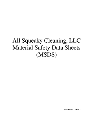 Fillable Online All Squeaky Cleaning LLC Material Safety Data Sheets MSDS Fax Email Print ...