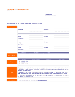 Fillable Online oxytech Course Confirmation Form - bOxytechb - oxytech ...
