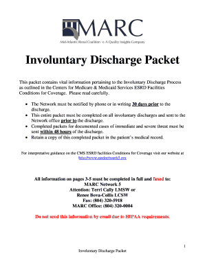 Fillable Online dhmh maryland Involuntary Discharge Packet - Dhmh Fax ...