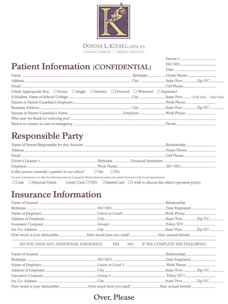 Fillable Online Patient Patient Information CONFIDENTIAL Fax Email ...