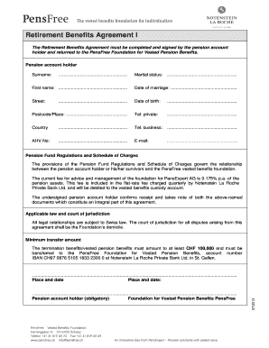 Fillable Online pens-expert Retirement Benefits Agreement I - pens ...