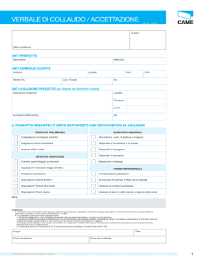 Fillable Online VERBALE DI COLLAUDO ACCETTAZIONE - badriacamebbcomb Fax ...