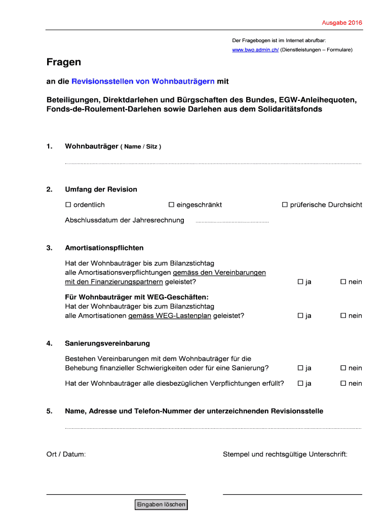 Fillable Online egw-ccl Fragen an die Revisionsstellen von Wohnbautr ...