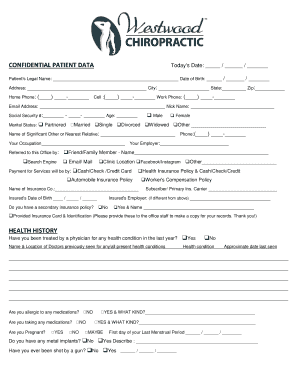 Fillable Online Patient Intake Forms 2015.pdf - Westwood Chiropractic ...