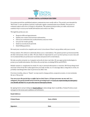Fillable Online PATIENT PORTAL AUTHORIZATION FORM Fax Email Print ...