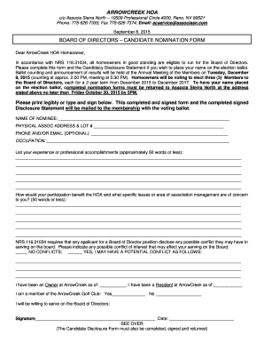 Fillable Online BOARD OF DIRECTORS CANDIDATE NOMINATION FORM Fax Email Print - pdfFiller