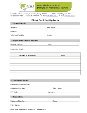 Fillable Online aiwt edu Direct Debit Set Up Form - bAIWTb - aiwt edu ...