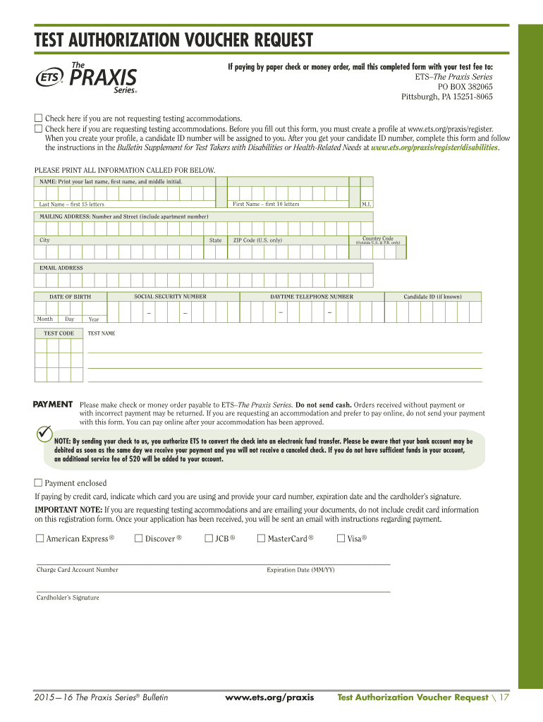 Fillable Online ets 2015-2016 The Praxis Series Information Bulletin ...