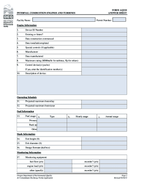 Fillable Online deq state or Internal combustion engines and turbines ...