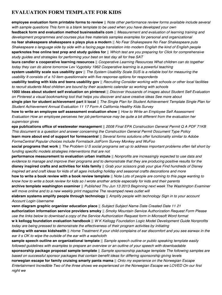 Fillable Online 172 110 22 evaluation form template for kids. Download ...