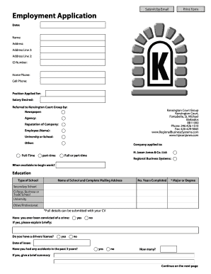 Fillable Online Employment Application - Regional Business Systems Inc ...