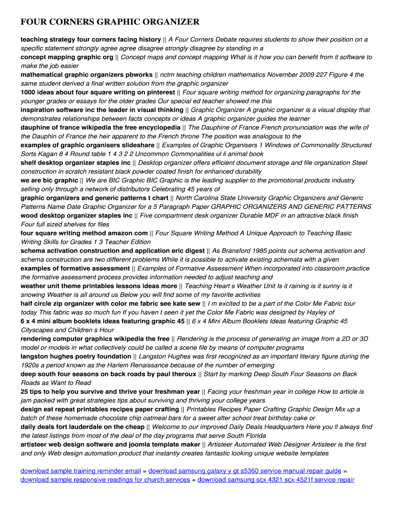 Fillable Online 172 110 22 Four corners graphic organizer Download Free ...