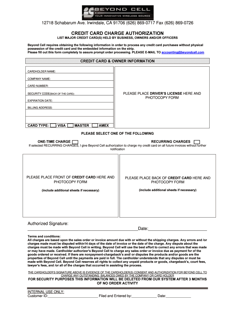 Fillable Online CREDIT CARD CHARGE AUTHORIZATION FORM.docx Fax Email ...