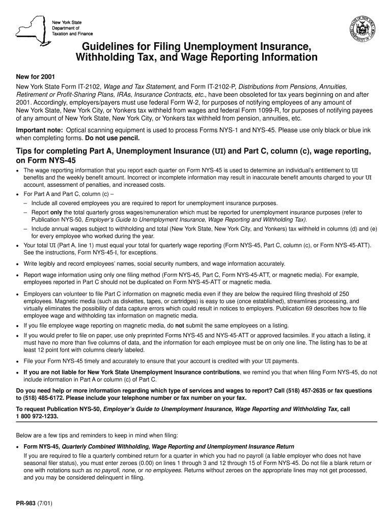 Fillable Online Form NYS-50:8/19:Employer's Guide to Unemployment ...