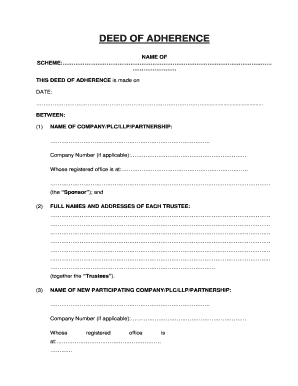 Fillable Online THIS DEED OF ADHERENCE is made on Fax Email Print ...