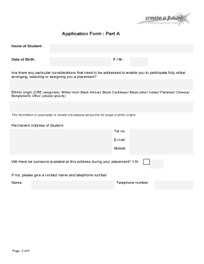 Fillable Online Insight Experience Student Application Form - create a ...