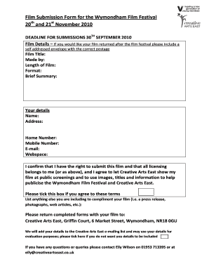 Fillable Online creativeartseast co Film Submission Form for the ...
