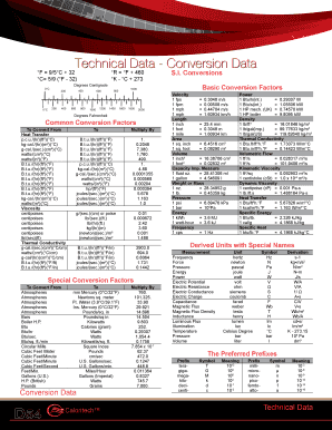 Fillable Online Technical Data - Conversion Data Fax Email Print - pdfFiller