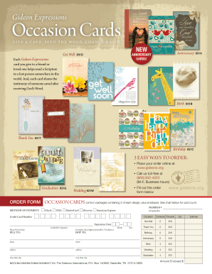 Fillable Online Gideon Expressions Occasion Cards - Gideons ...
