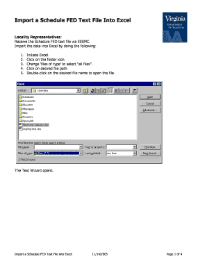 Fillable Online Import a Schedule FED Text File Into Excel - bVirginiab ...