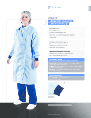 Fillable Online micronclean co C91 Cleanroom Coat with Lancer Offset ...