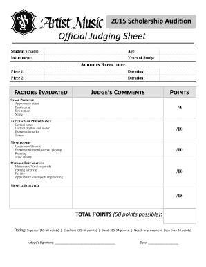 Fillable Online artistmusic Official Judging Sheet - bartistmusicbborgb ...