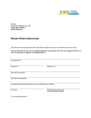 Fillable Online ewa-riss Muster-Widerrufsformular - ewa brissb GmbH Fax ...