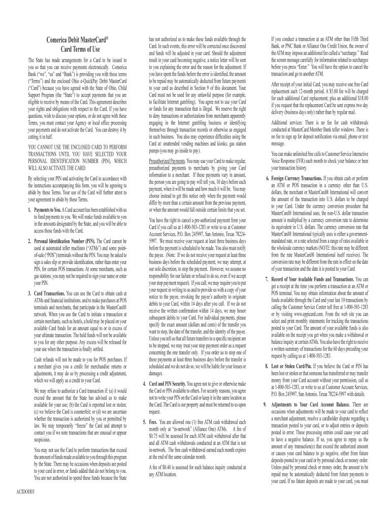 Fillable Online Comerica Debit MasterCard Fax Email Print - pdfFiller