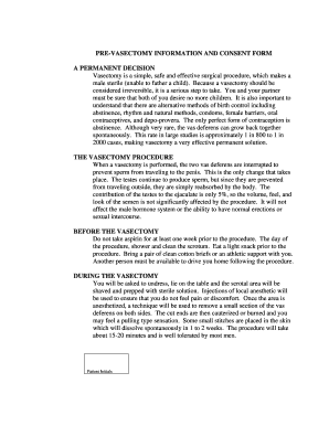 Fillable Online Vasectomy Procedure Consent Form Fax Email Print ...