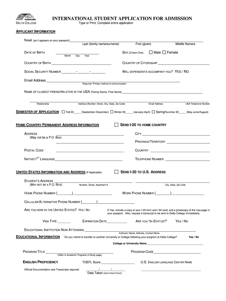 Fillable Online www3 delta International App 05.pdf - Delta College ...