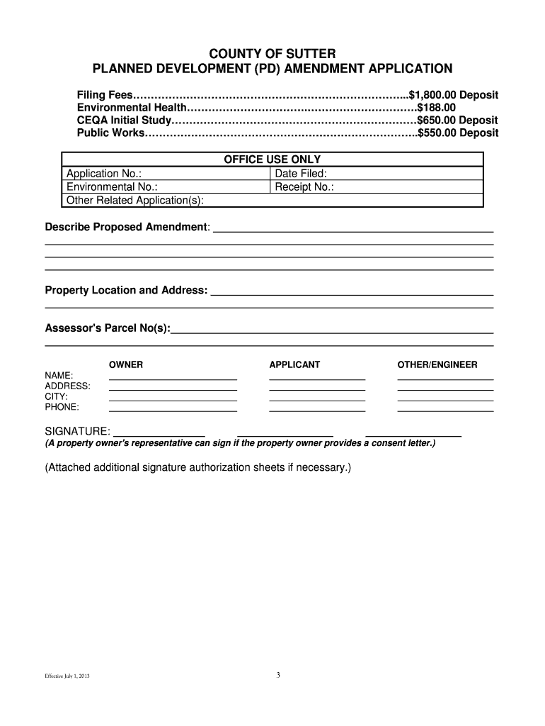 Fillable Online co sutter ca Planned Development Amendment - Sutter County Government Fax Email ...