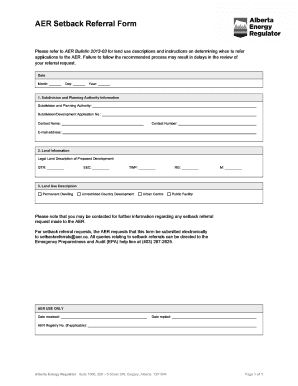 Fillable Online AER Setback Referral Form Fax Email Print - pdfFiller