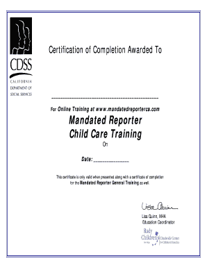 Fillable Online Mandated Reporter Child Care Training - the Child Care ...