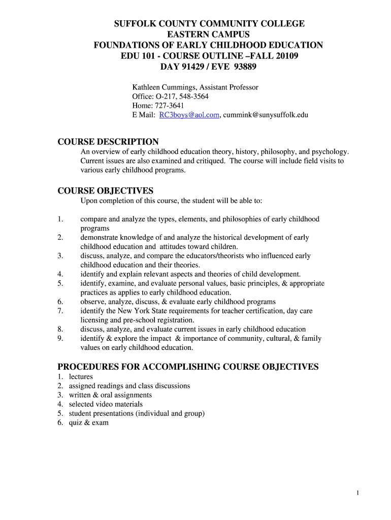 Fillable Online depthome sunysuffolk SUFFOLK COUNTY COMMUNITY COLLEGE ...