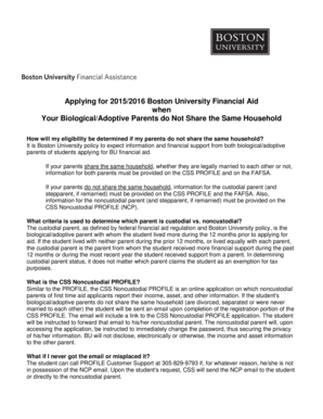 Fillable Online bu Applying for 2014/2015 Boston University Financial ...
