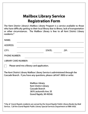 Fillable Online kdl Mailbox Library Service Registration Form - Kent ...